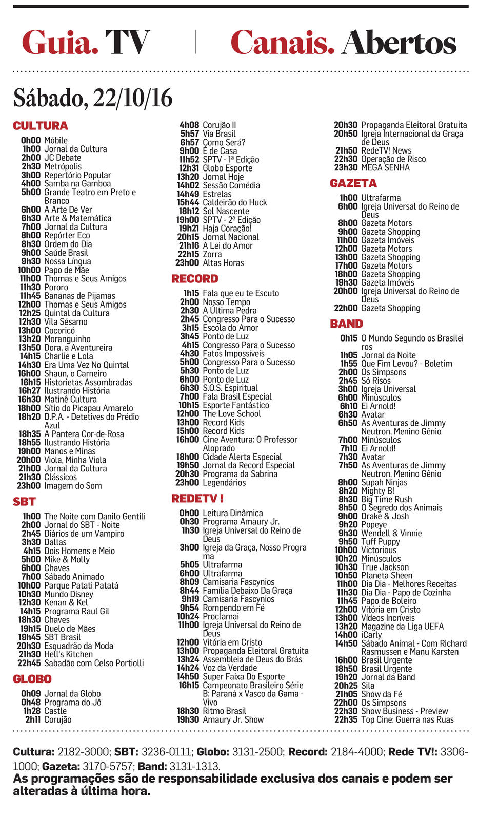 Programação de TV - Cultura - Estadão