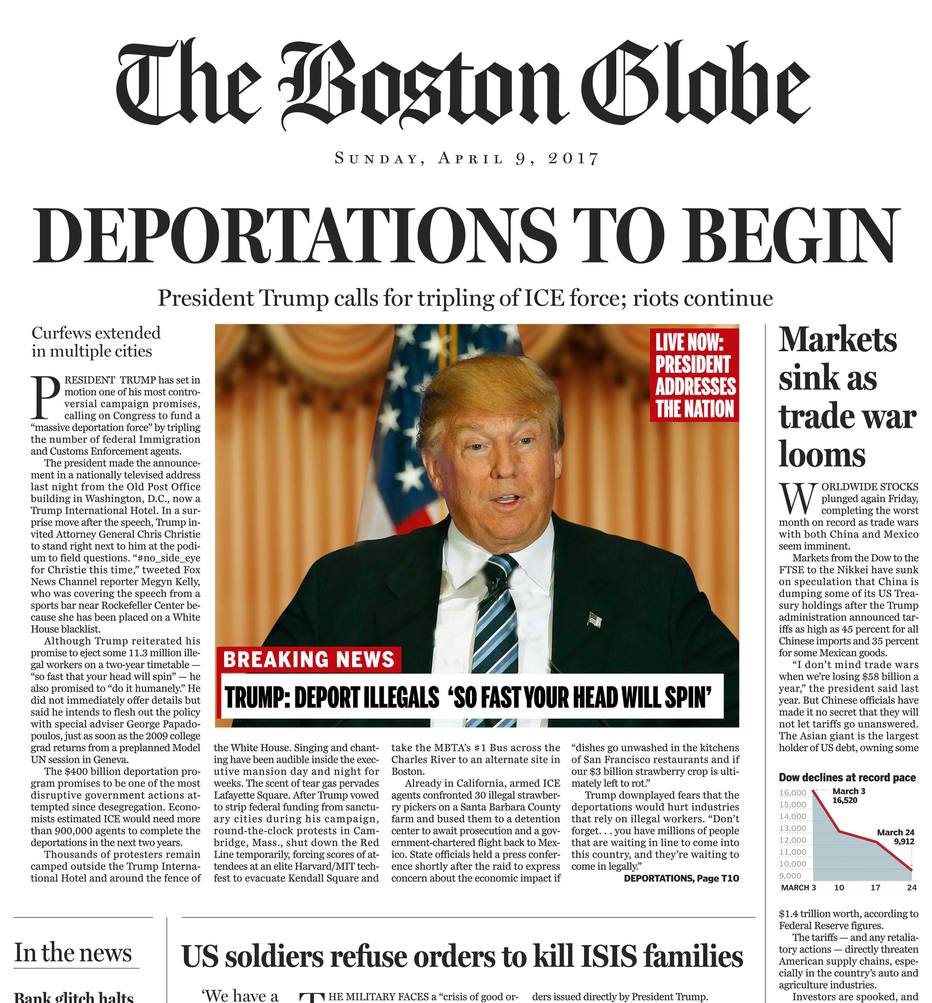 Capa De Jornal Satiriza Chegada De Trump à Presidência Dos Estados