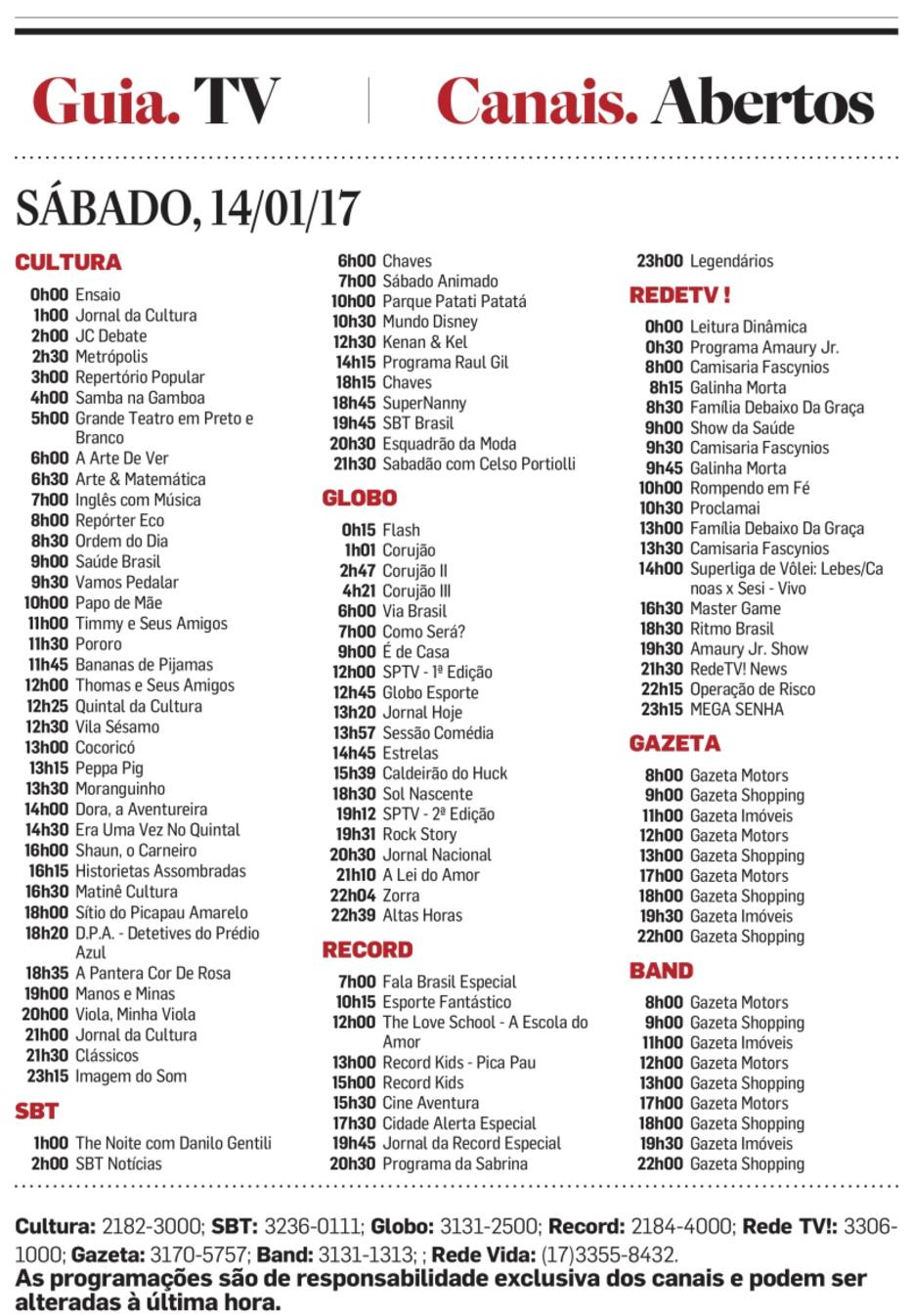 Veja a programação da TV aberta - Cultura - Estadão